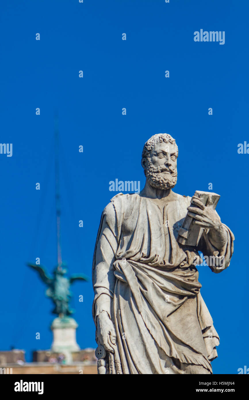 Saint Peter statue with key, book and papal coat of arms from Sant ...