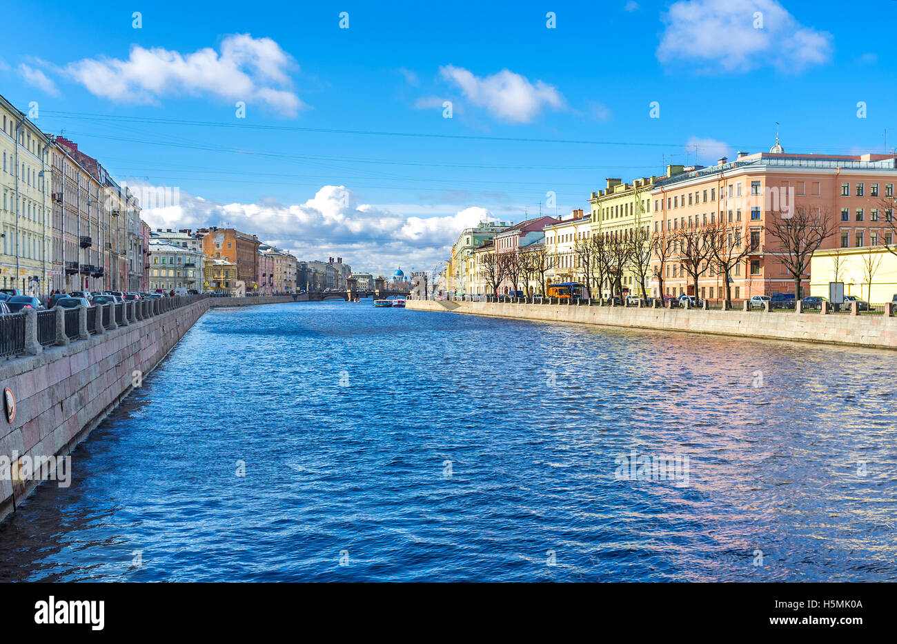 The walk along embankment of Fontanka River, occupied with the ...