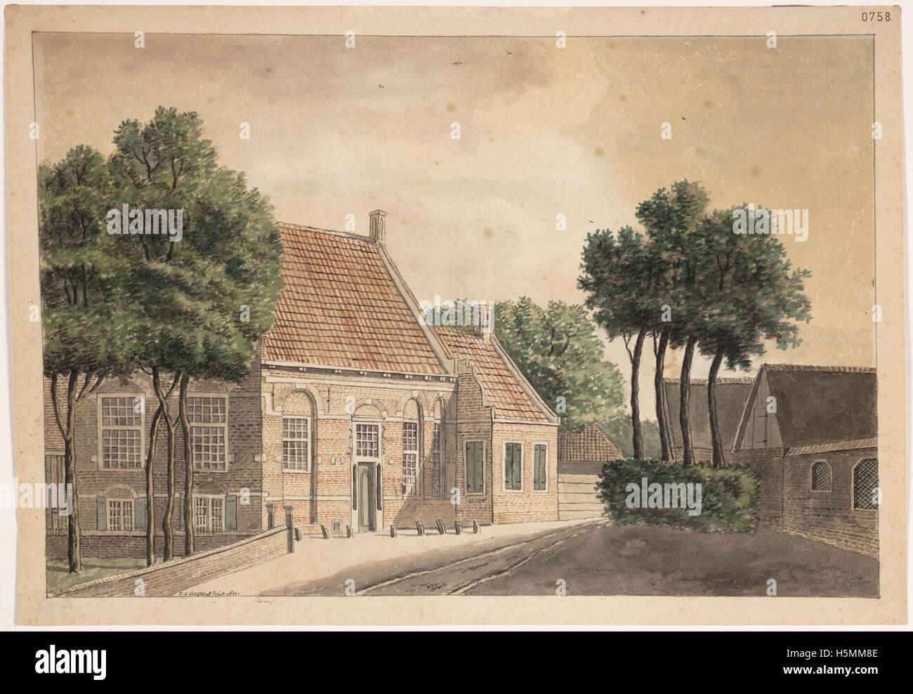 A historical map or depiction of Schoorl from 1811, showing the layout ...