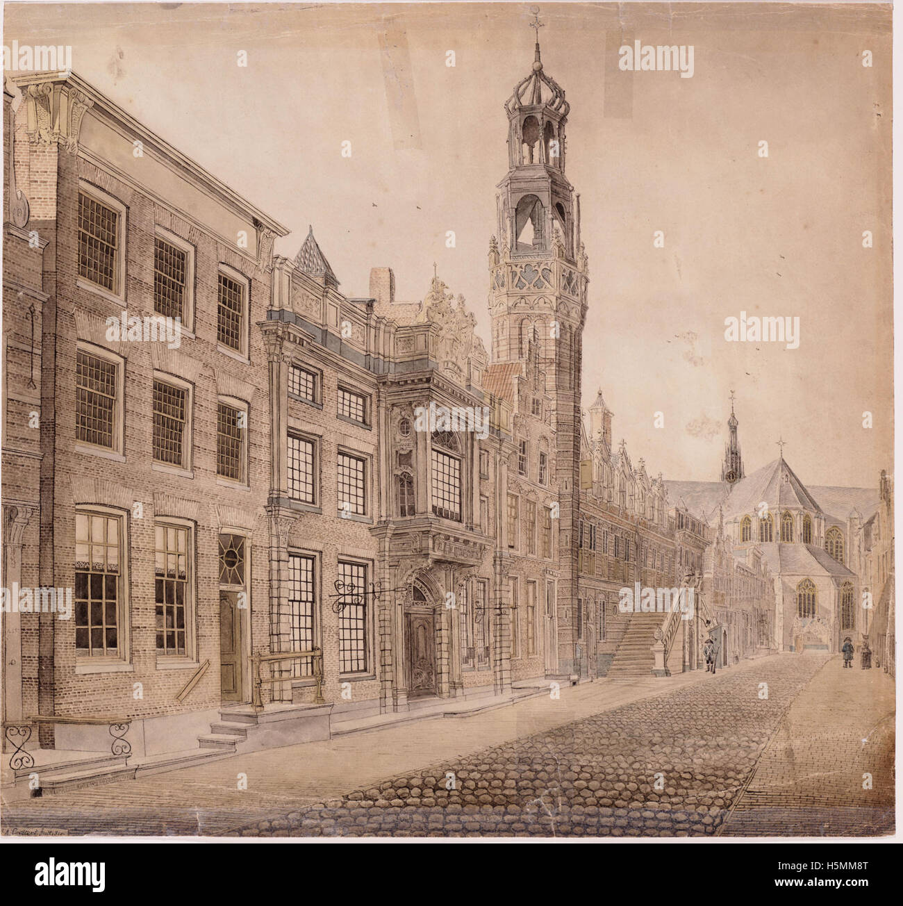 A historical photograph showcasing Langestraat in the year 1810. This ...