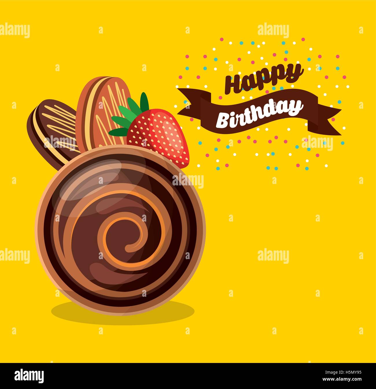 happy birthday celebration card with delicious cake Stock Vector Image ...