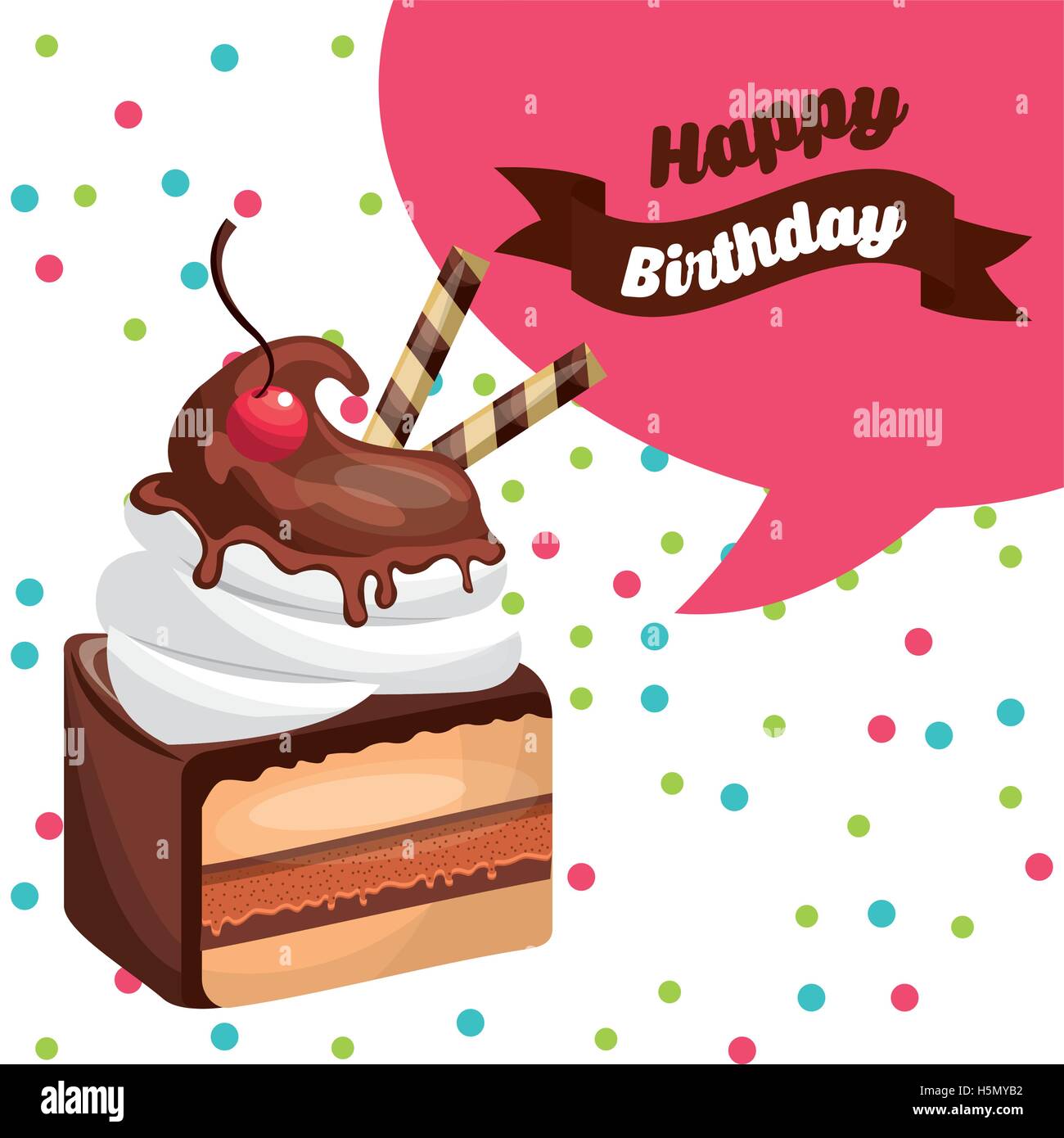 happy birthday celebration card with delicious cake Stock Vector Image ...