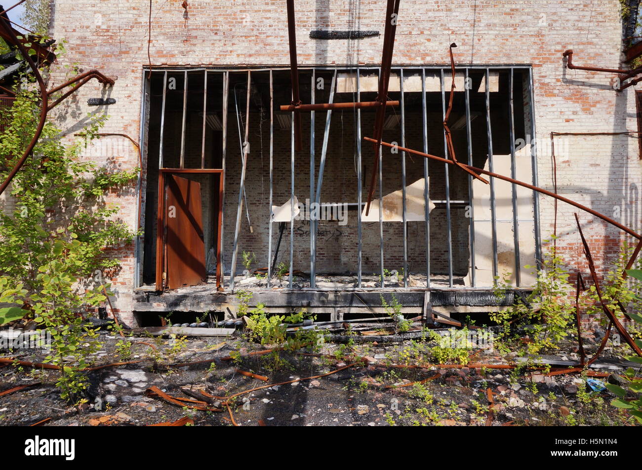 Interior Wall of Abandoned Building Partially Destroyed by Fire Stock ...