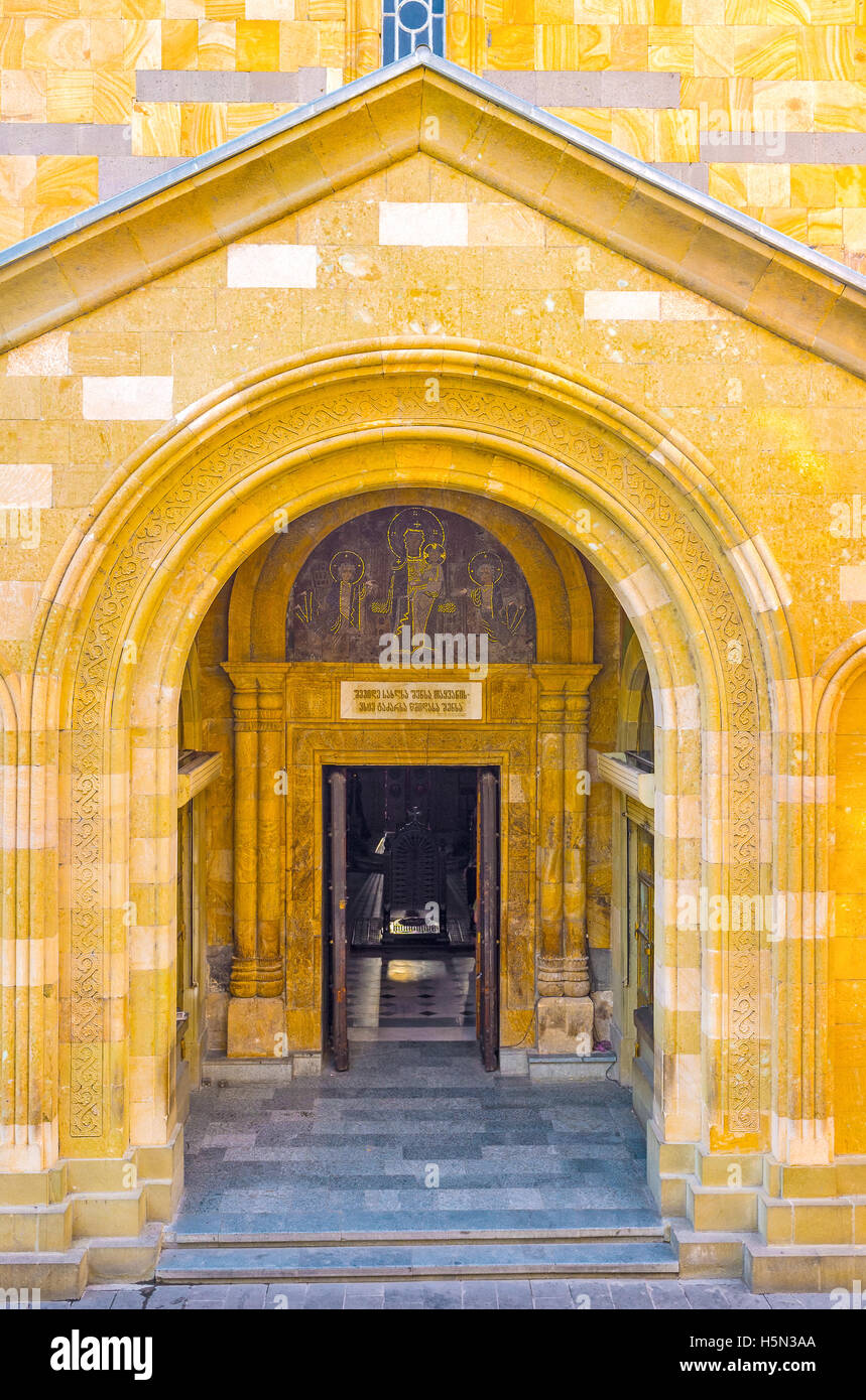 The entrance to the Anchiskhati Basilica, one of the oldest churches in ...