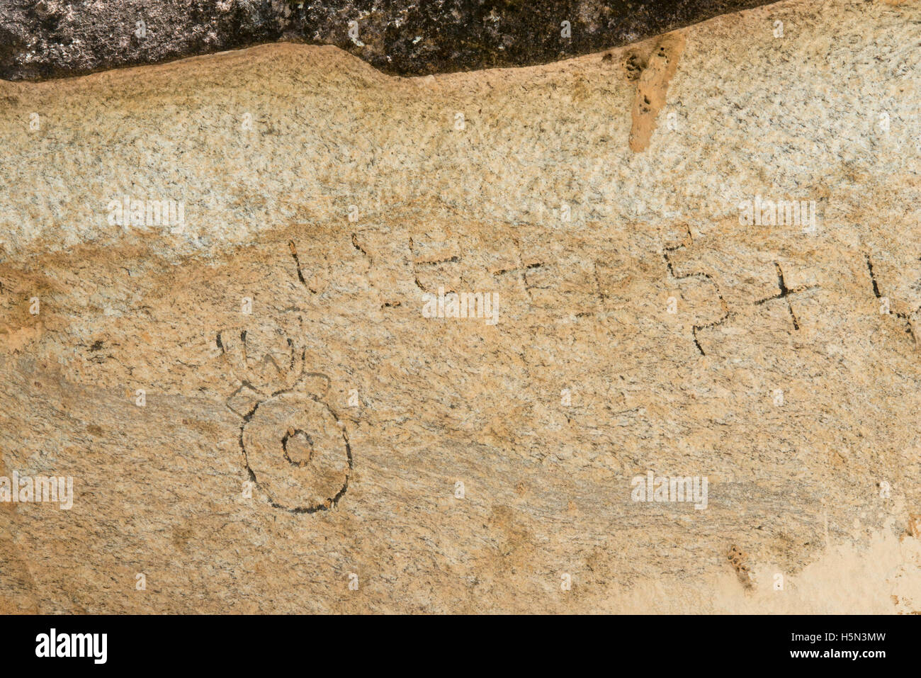 Ancient inscriptions, Kudumbigala monastery, near Arugam Bay, Sri Lanka ...