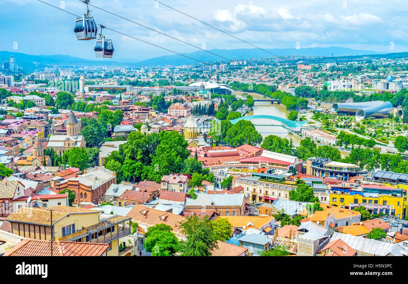 The slope of Sololaki Hill overlooks the center of old Tbilisi with the ...