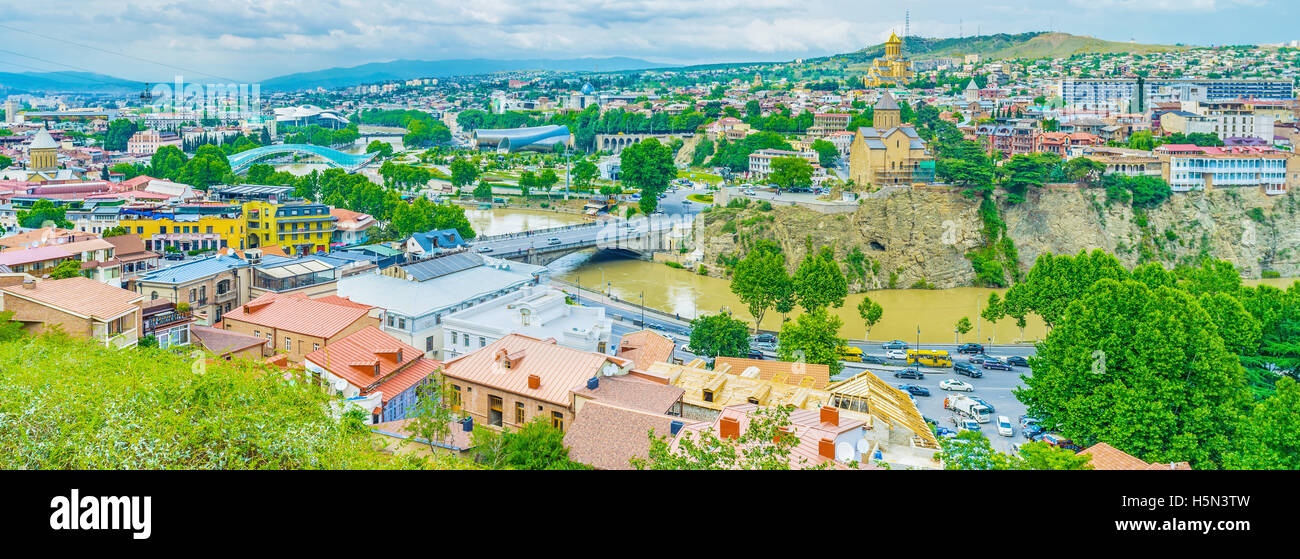 The hilly Tbilisi with its main landmarks looks great from the Narikala ...