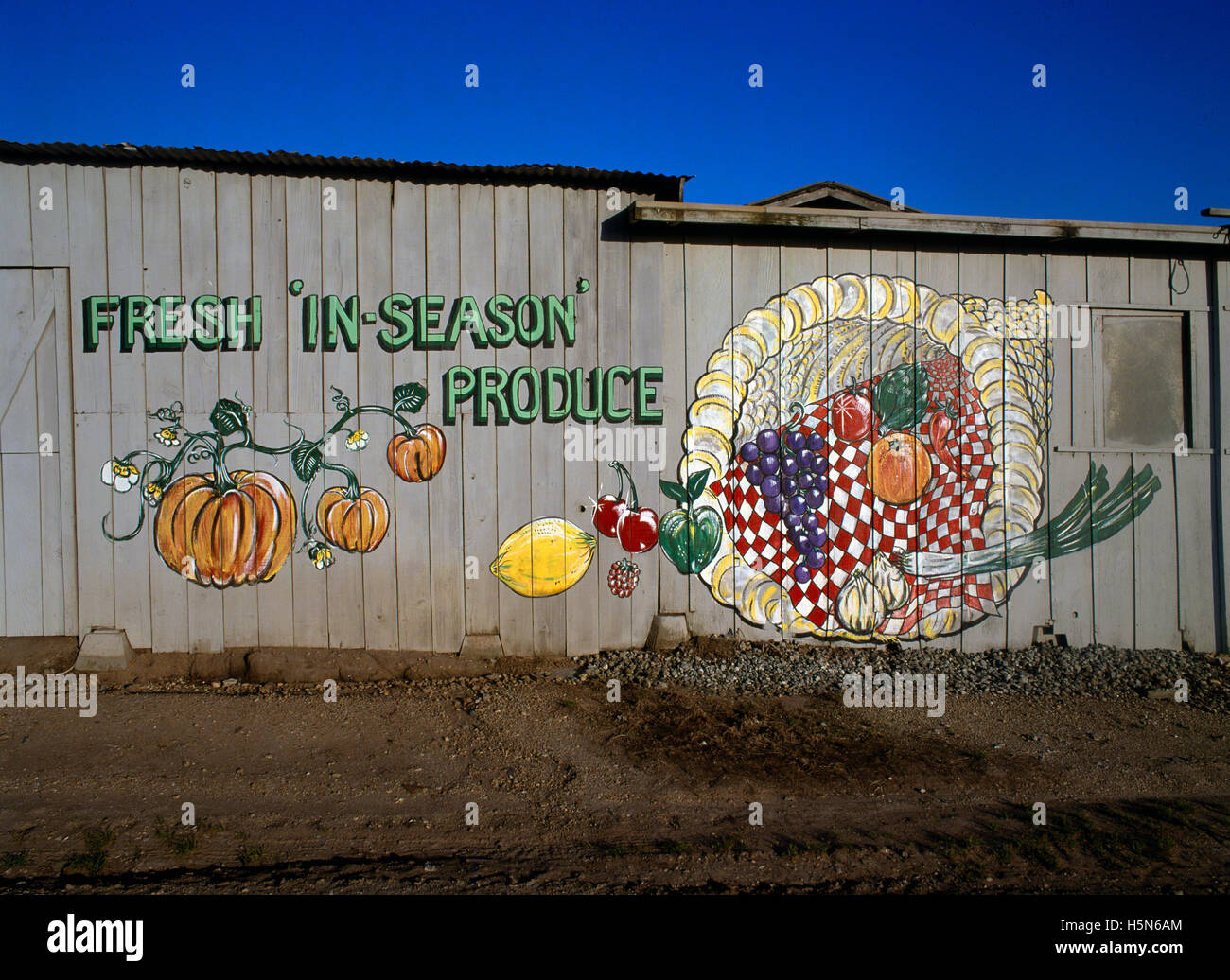 farm produce advert on building pacific coast california usa Stock ...