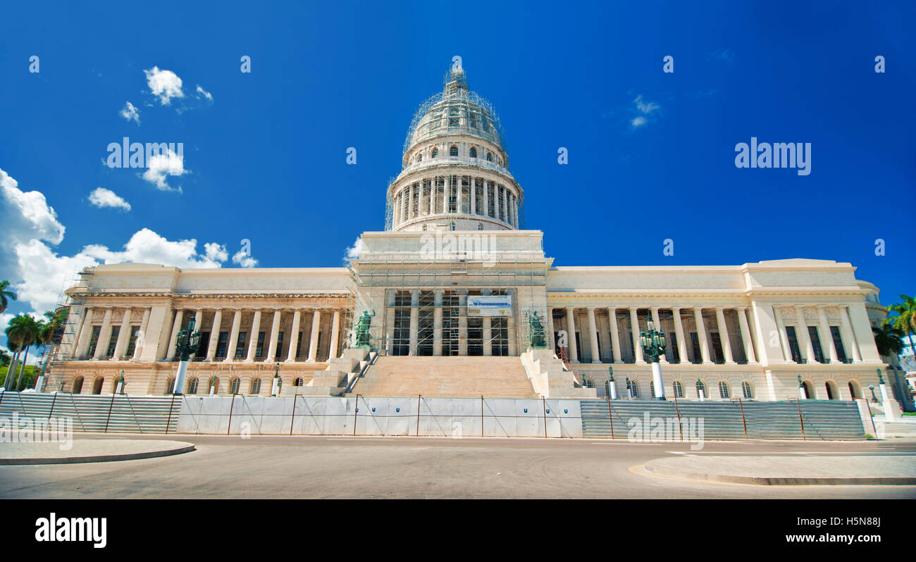 Panoramic view of Cuban Capitol building located in Havana at daytime ...