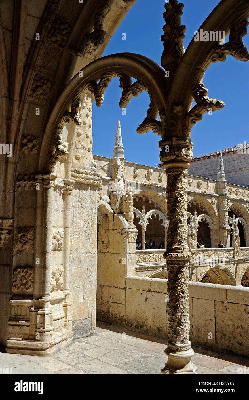 The cloister, Jeronimos Monastery, Hieronymites Monastery, Santa-Maria ...