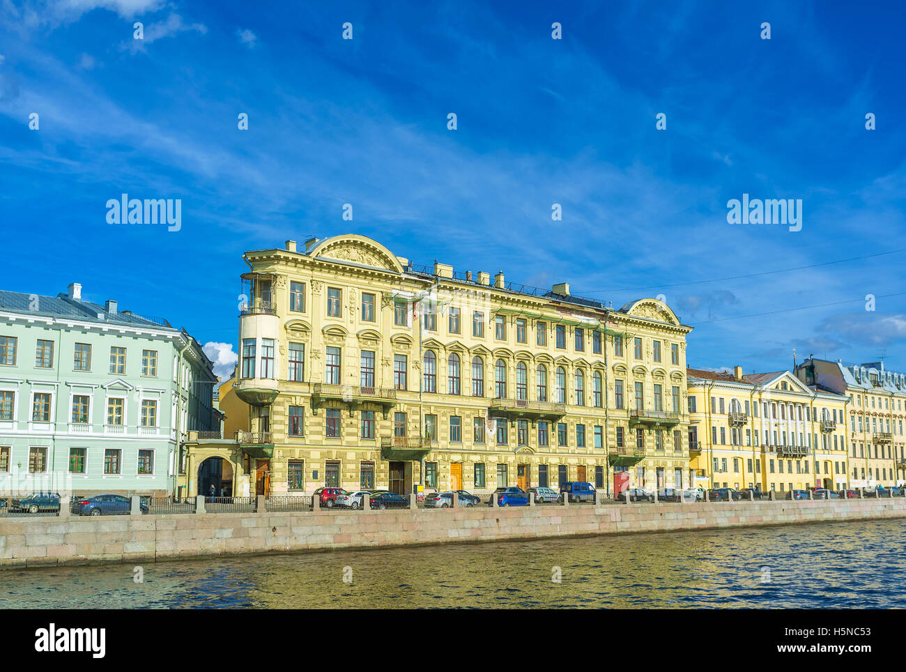 The embankment of Fontanka River boasts scenic mansions and historic ...