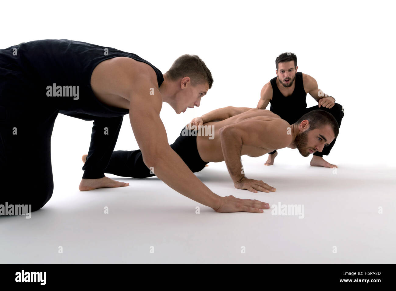 Motivating man doing push ups. Strength and motivation Stock Photo - Alamy