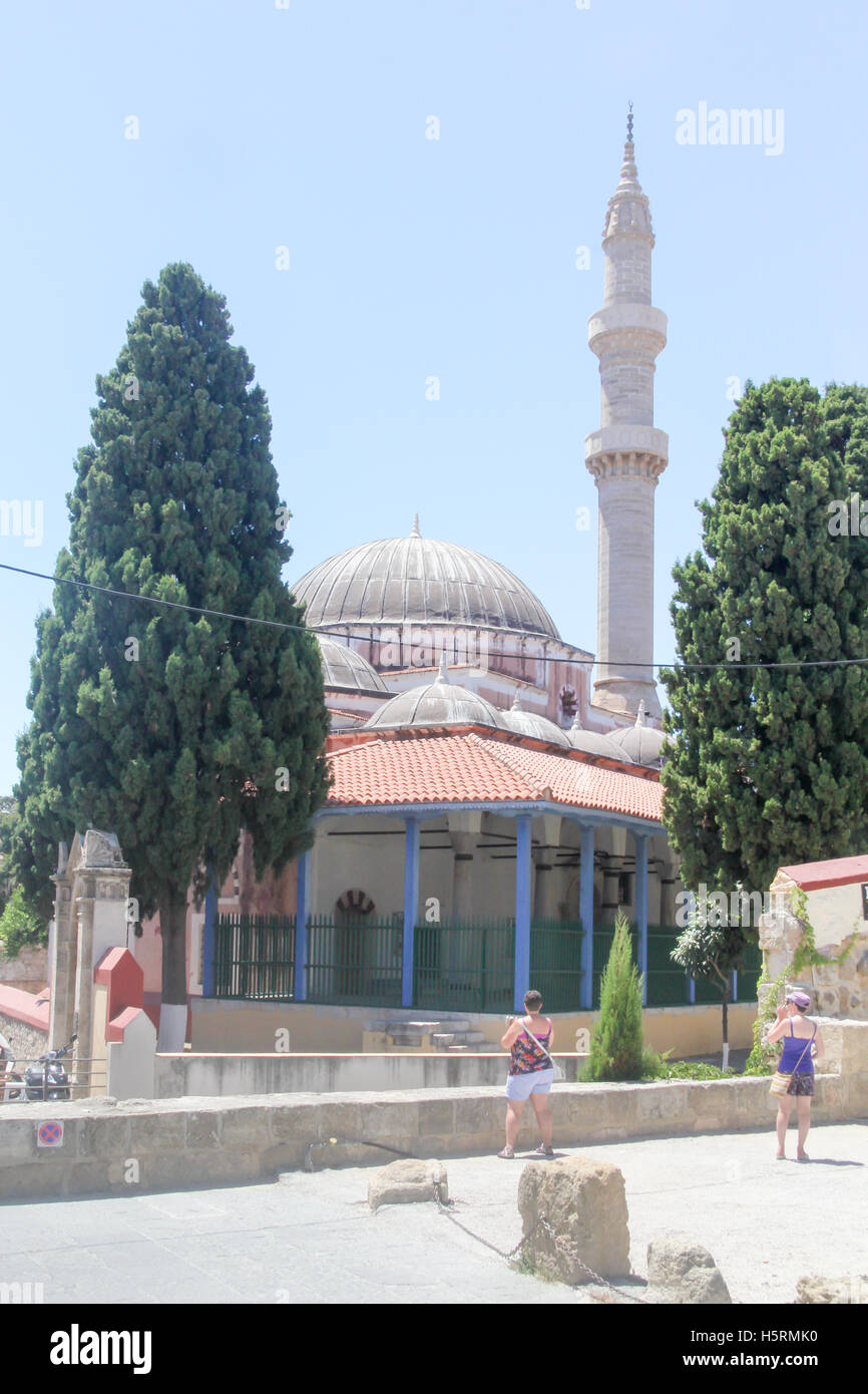 Minaret of Suleiman's mosque, Rhodes Town, Greece Stock Photo - Alamy