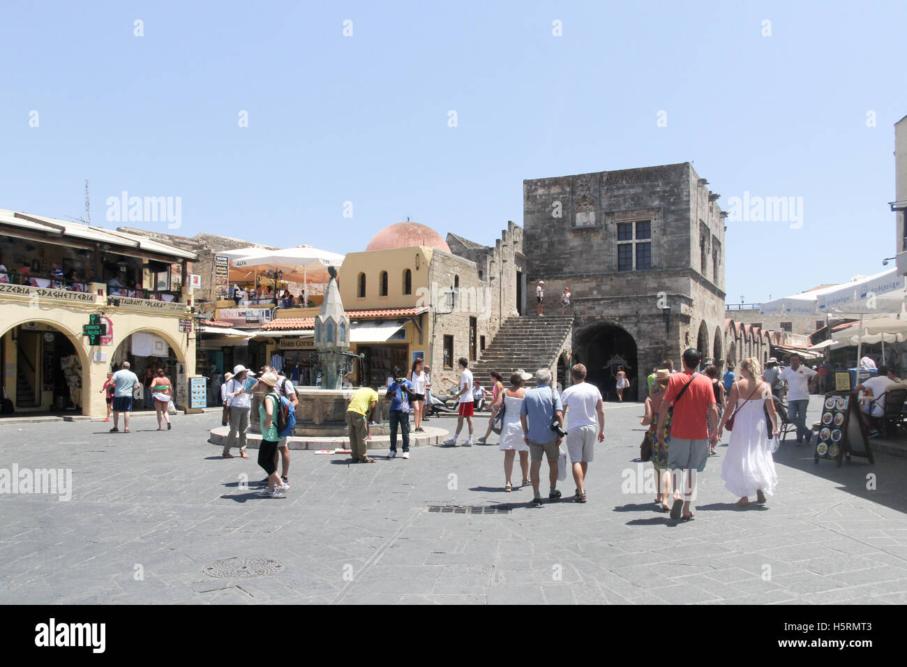 Fountain in square, Rhodes Town, Greece Stock Photo - Alamy
