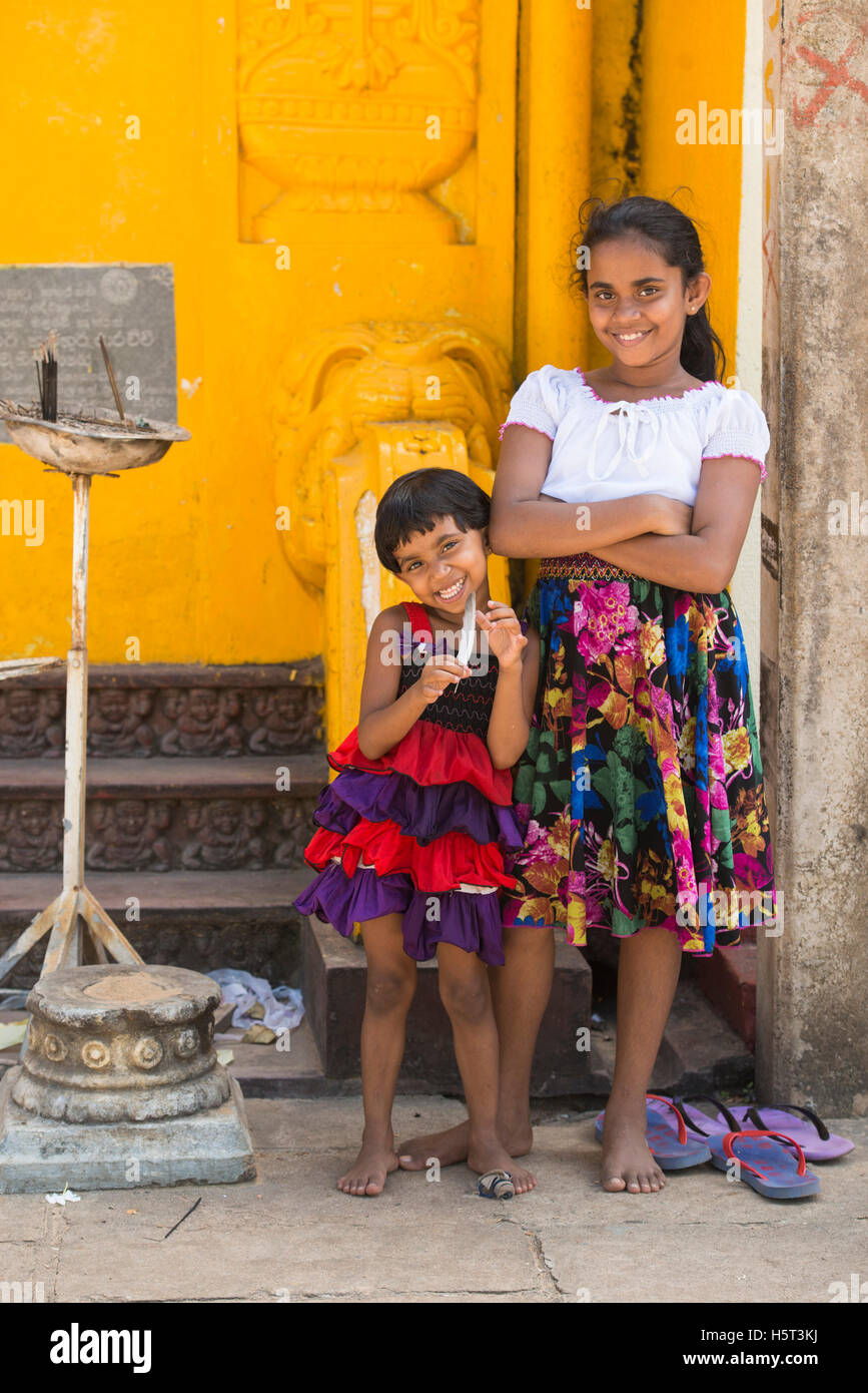 Children at Maha Devale Buddhist and Hindu temple, Kataragama, Sri ...