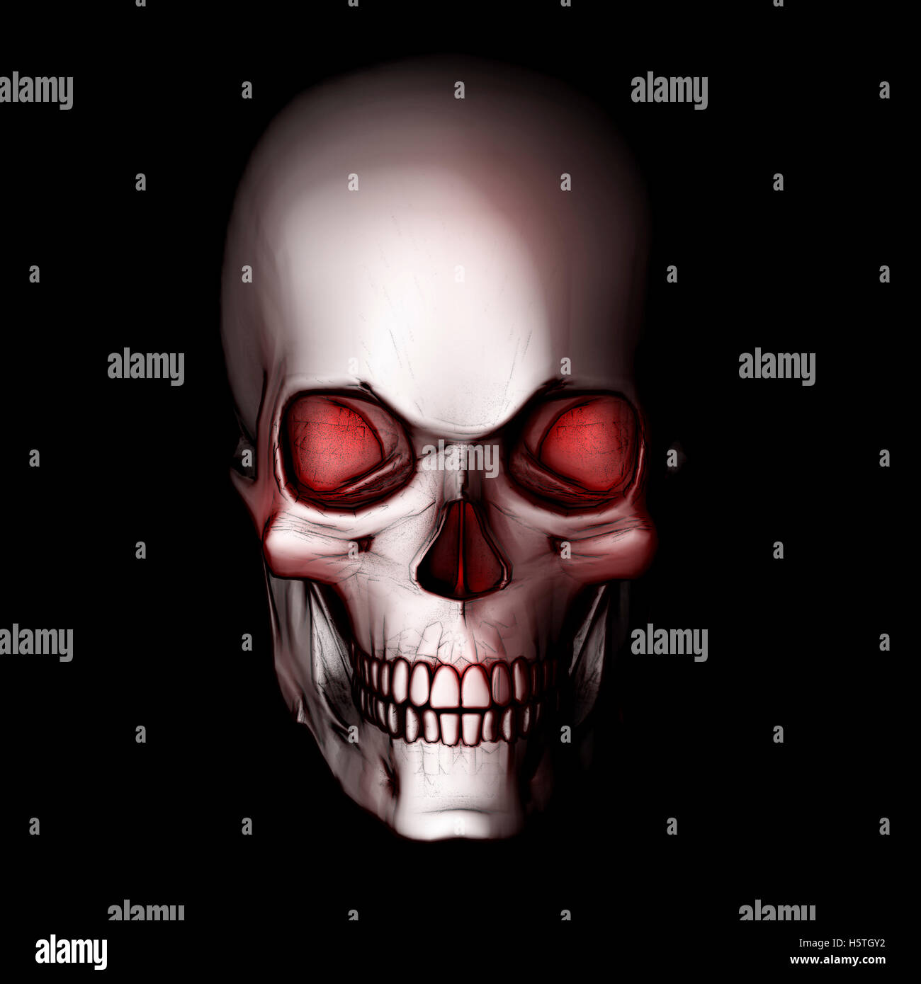 Grinning pale skull / 3D illustration of scary skull Stock Photo - Alamy