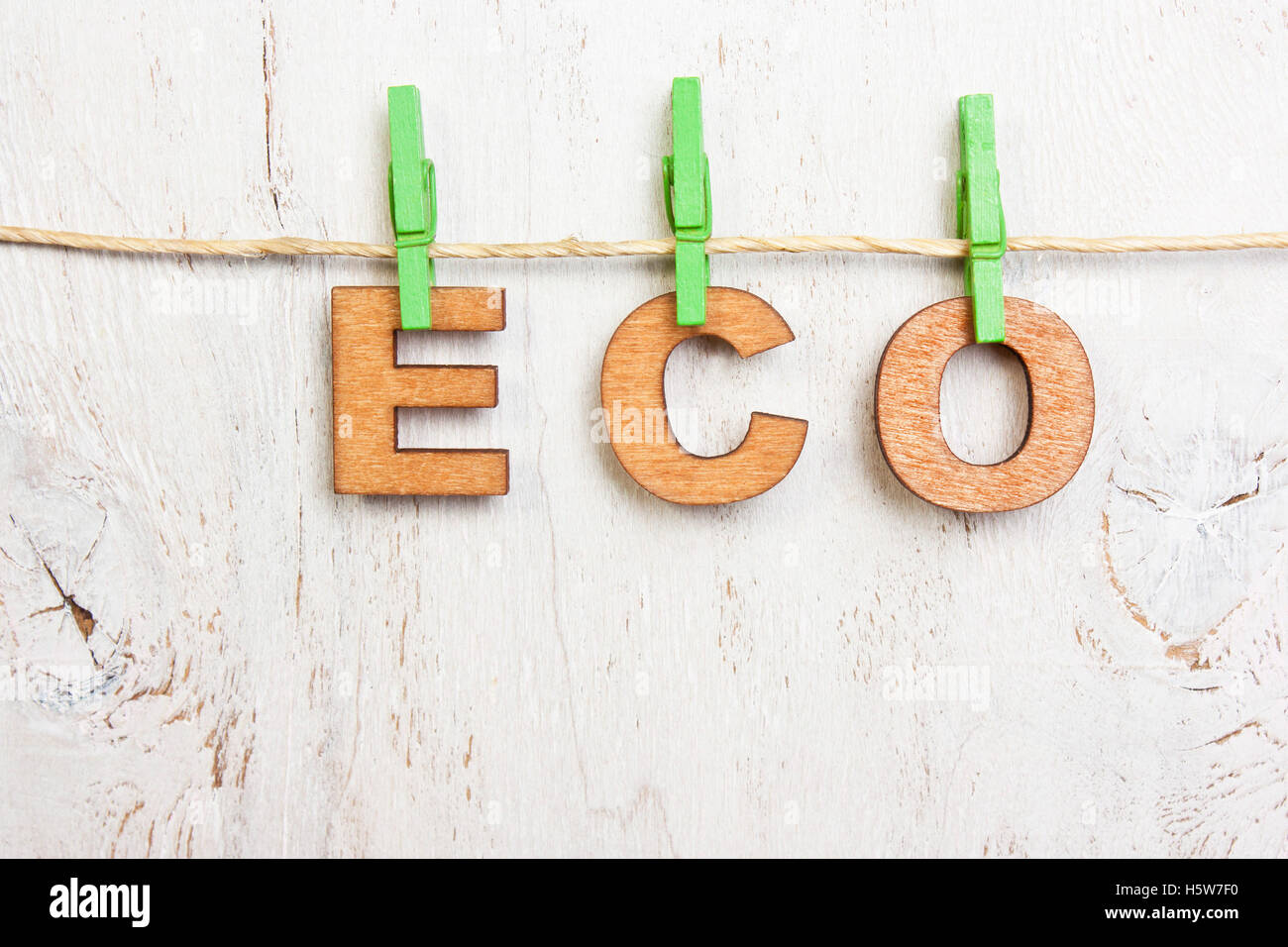 Eco word made of wooden letters on a white background old Stock Photo ...
