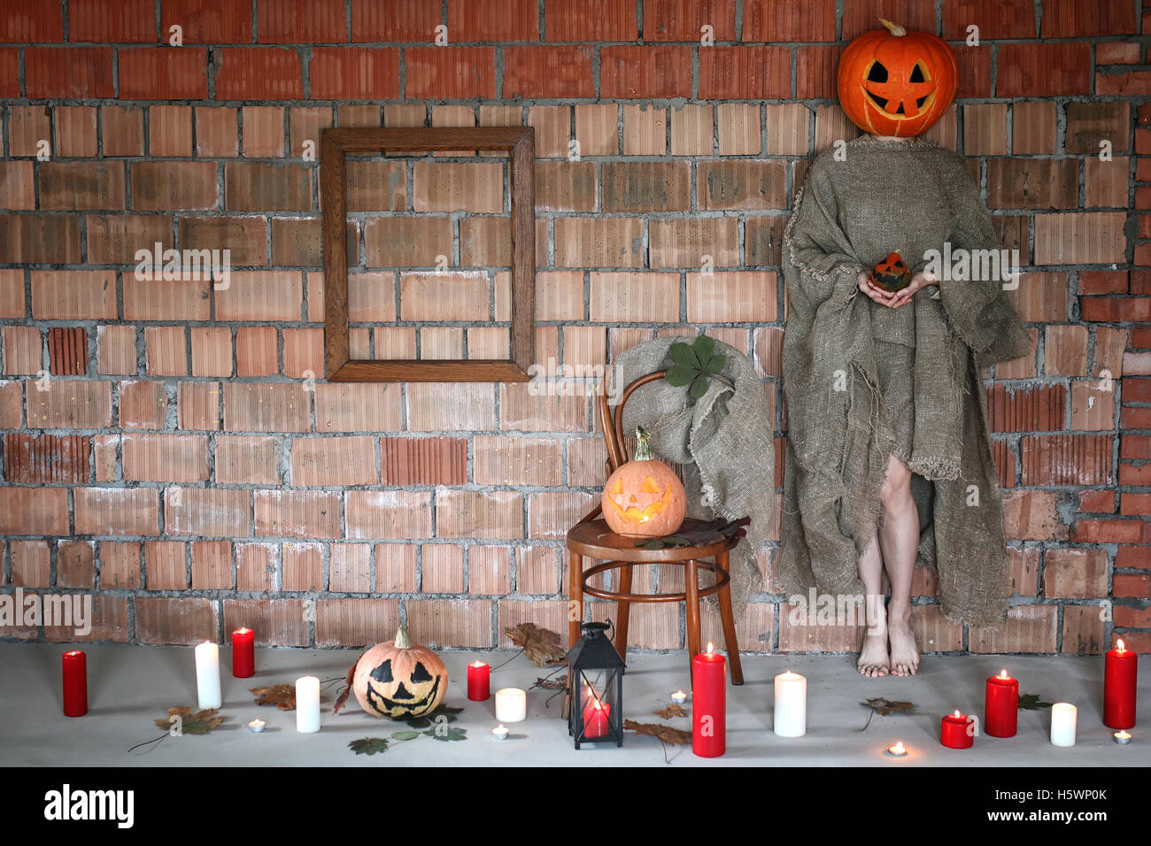 pumpkin head monster horror indoor Stock Photo - Alamy