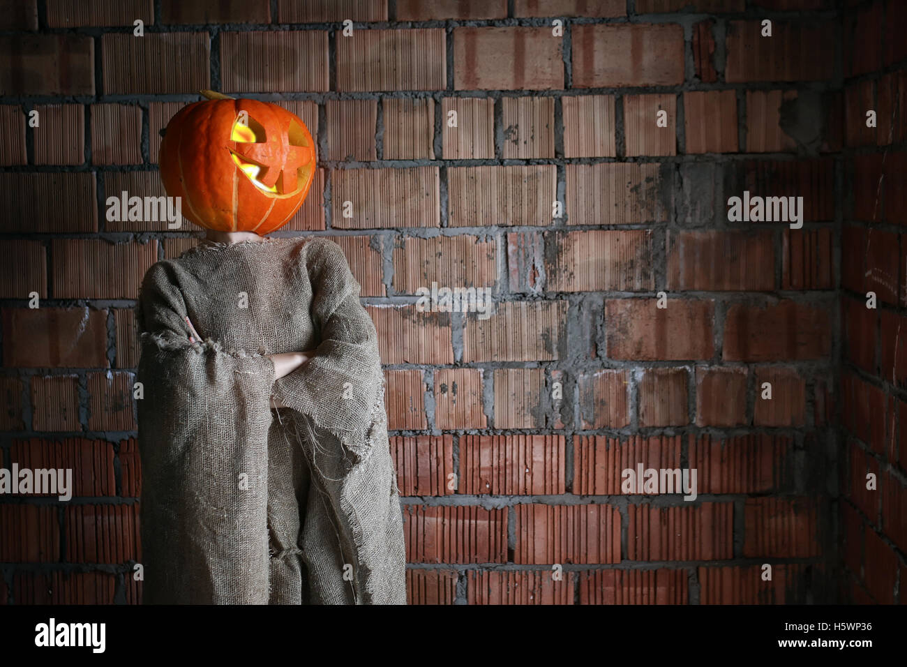 pumpkin head monster horror indoor Stock Photo - Alamy
