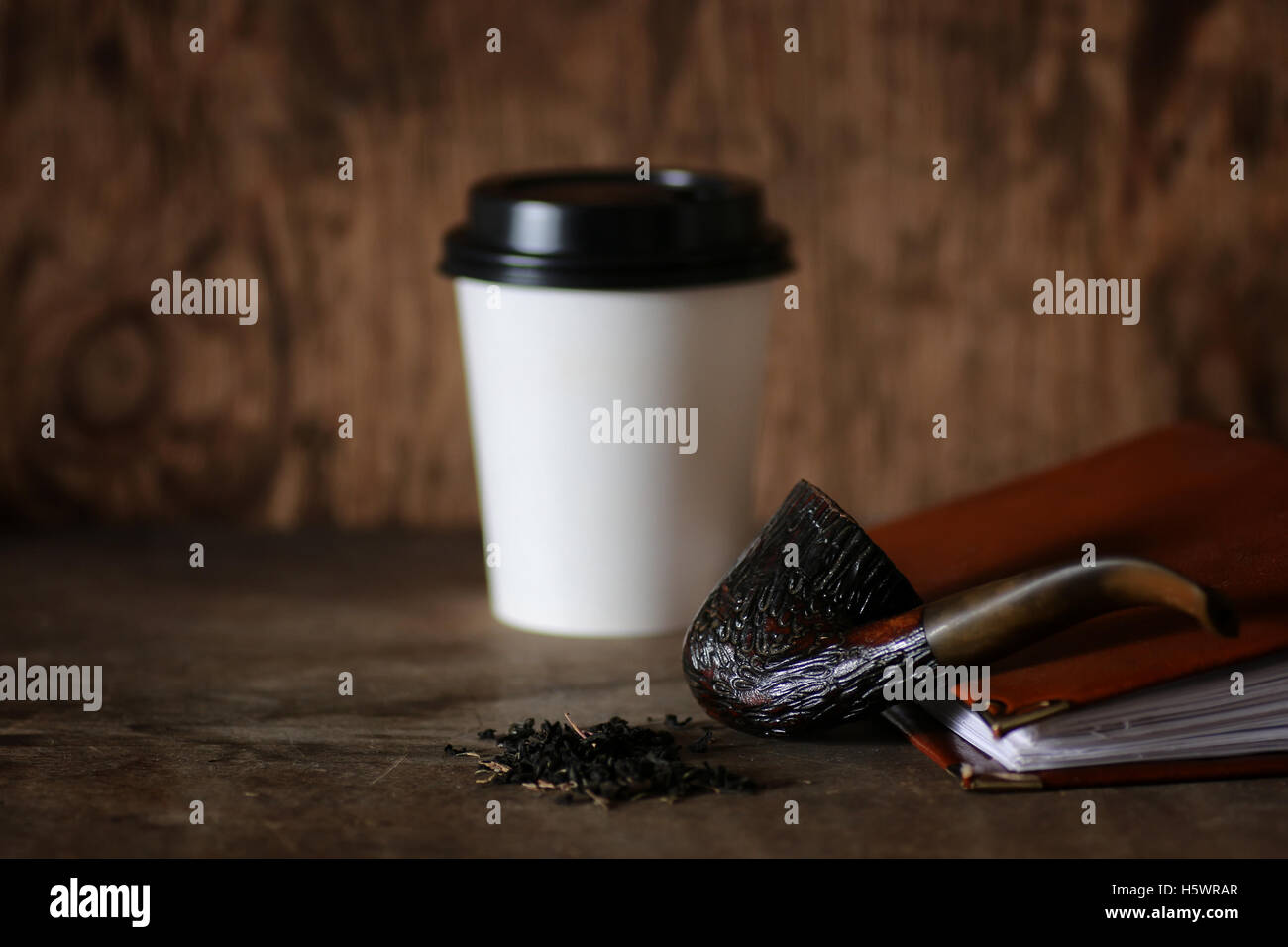 pipe tobacco table wooden Stock Photo - Alamy