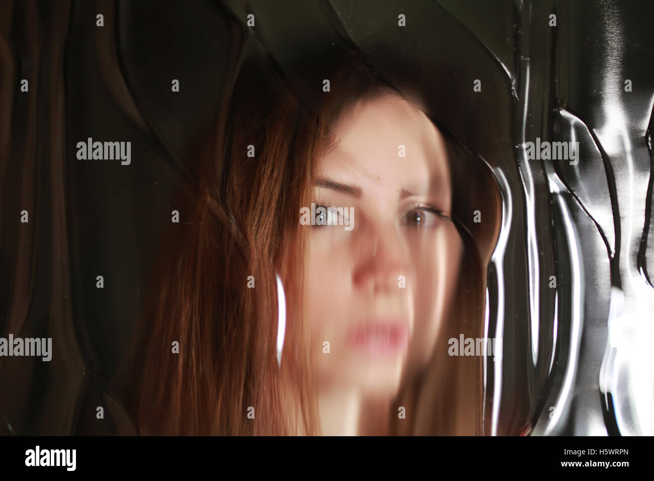 girl face behind glass Stock Photo - Alamy