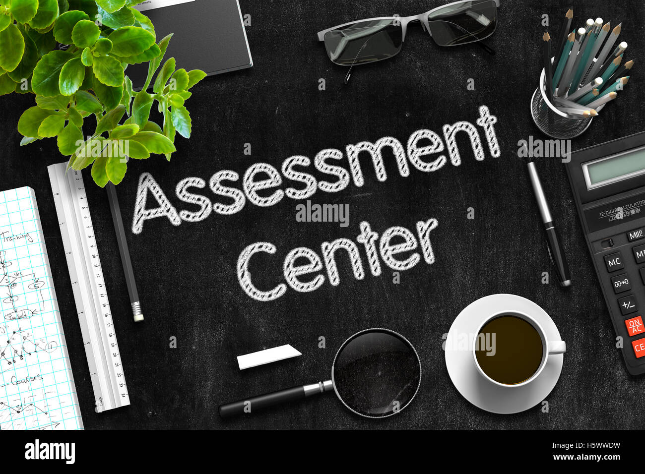 Assessment Center Concept on Black Chalkboard. 3D Rendering Stock Photo ...