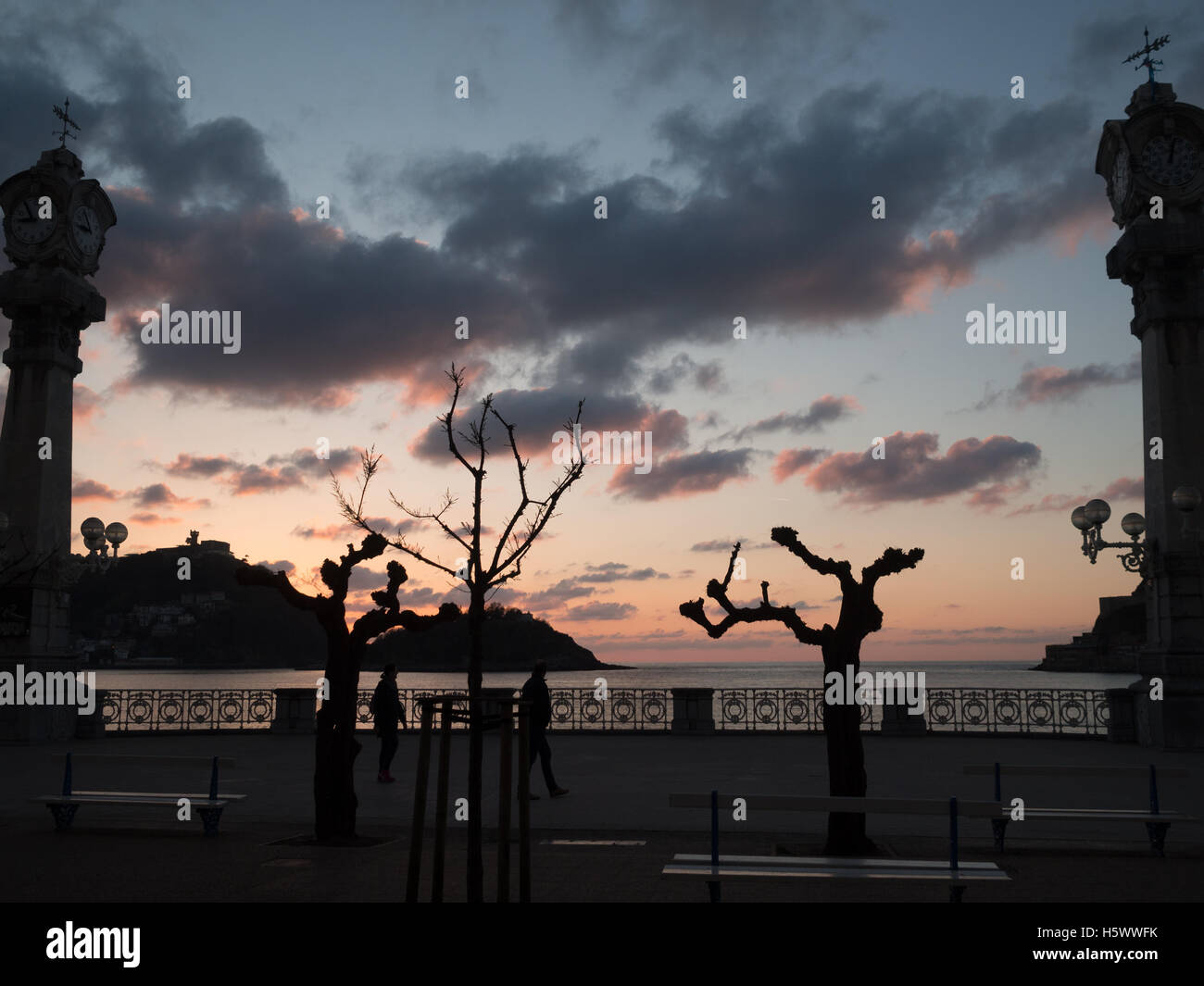 San Sebastian promenade at sunset Stock Photo - Alamy