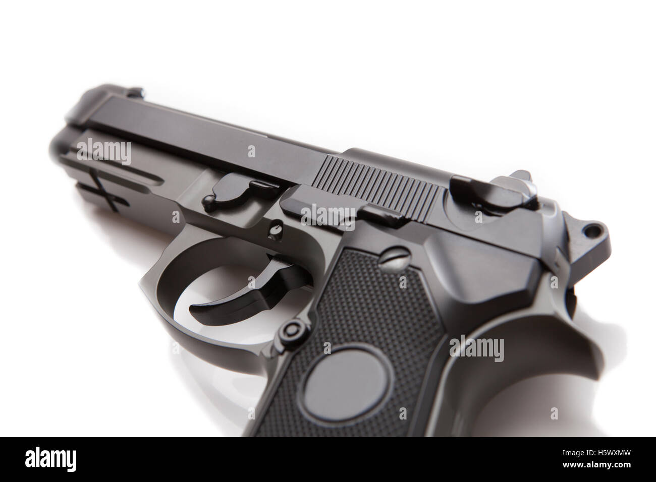 Hand gun with no logos or serial numbers - studio shot on white Stock ...
