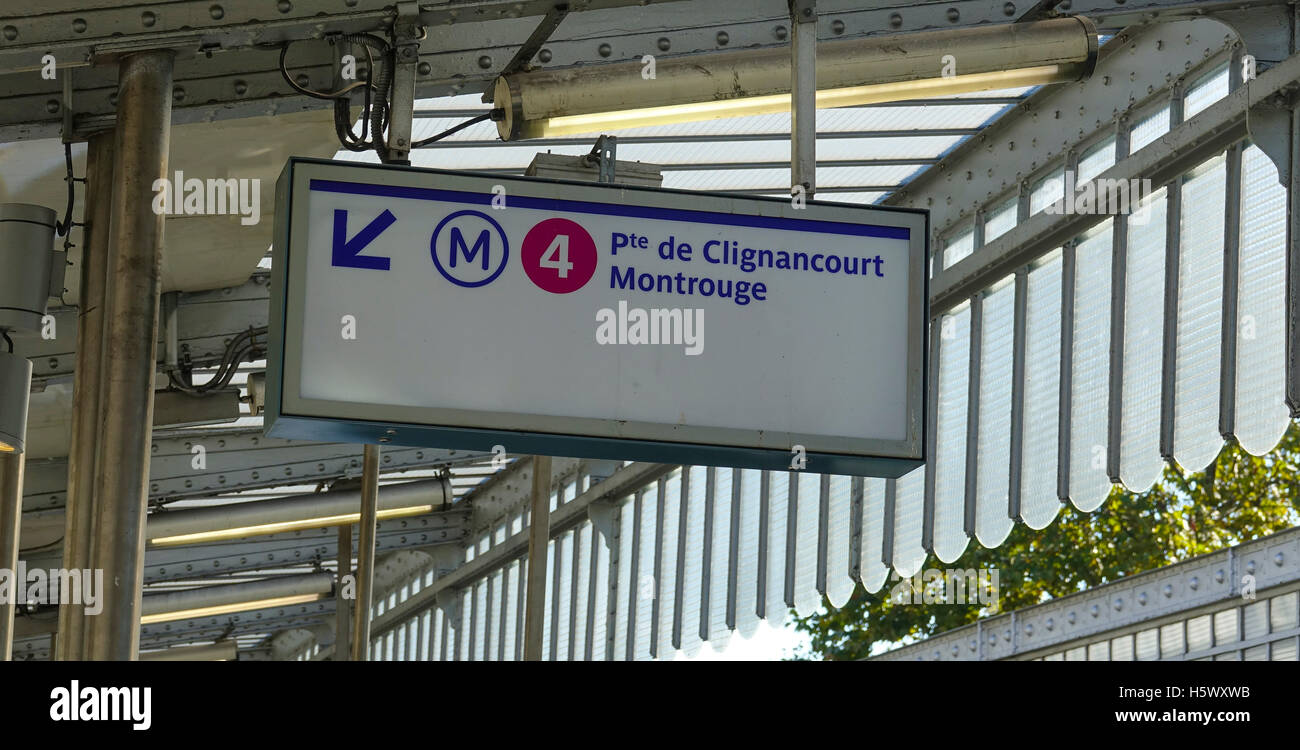 Metro line direction signs Stock Photo - Alamy