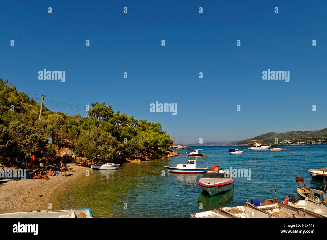 Outside of Torba village harbour just north of Bodrum in Mugla province ...
