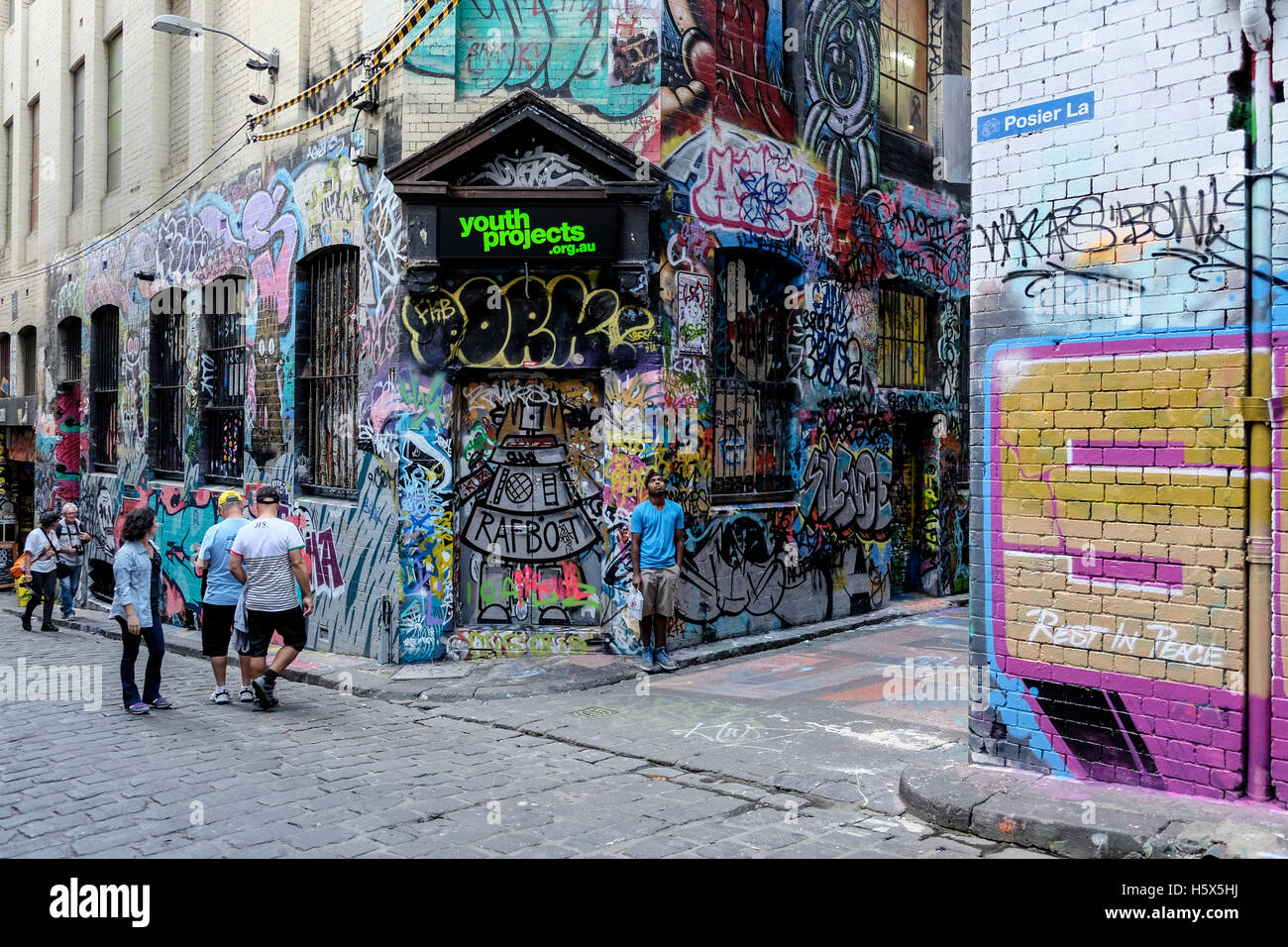 Graffiti and street art in Hosier Lane, Melbourne, Australia Stock ...