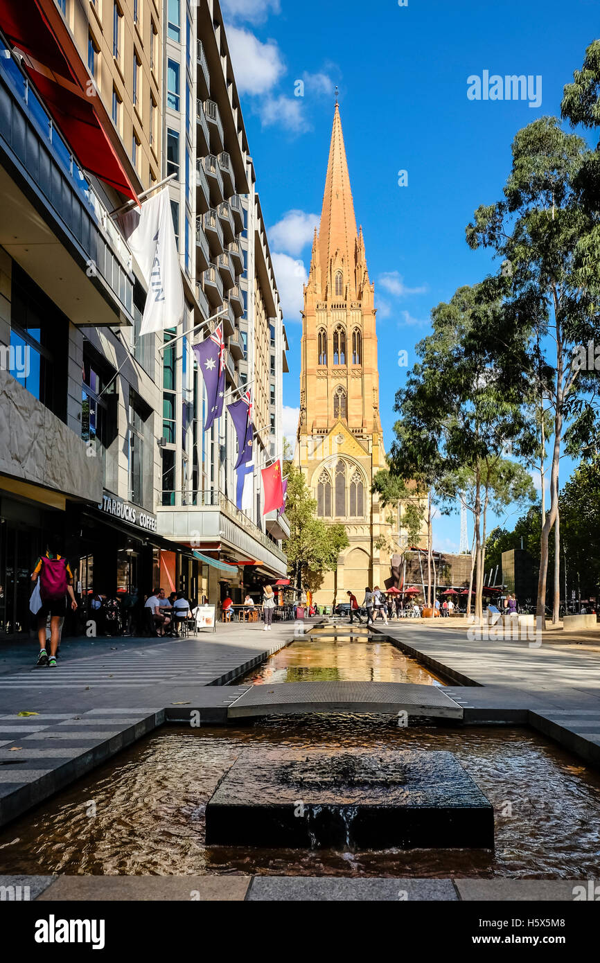 St Paul's Cathedral from City Square, Swanston Street, Melbourne ...