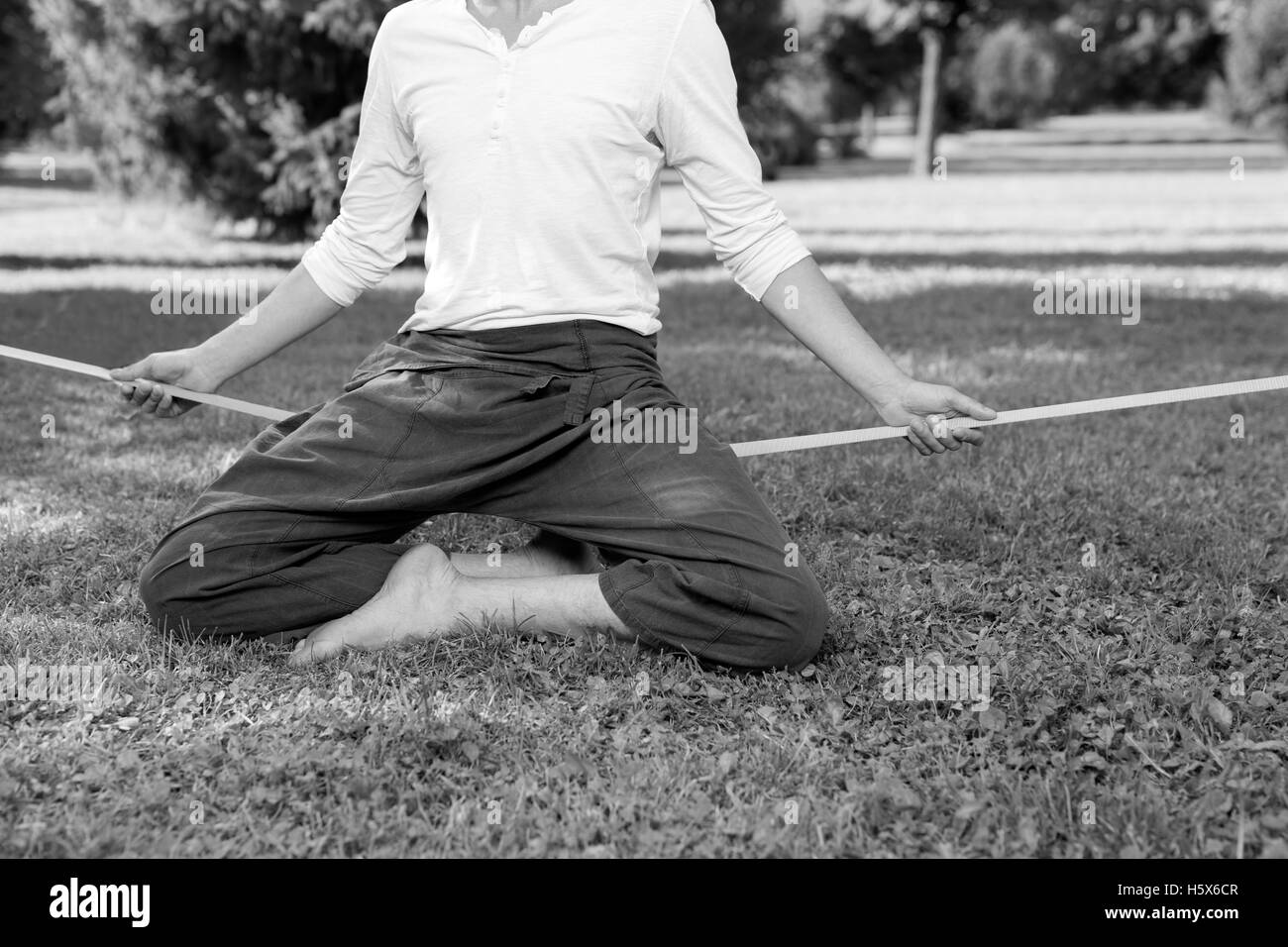 Balancing rope Black and White Stock Photos & Images - Alamy