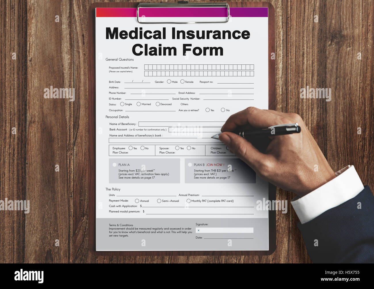 Medical Insurance Claim Form Document Concept Stock Photo - Alamy