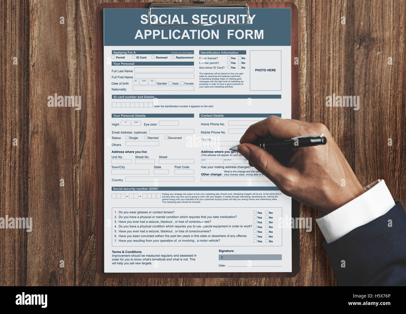 Social Security Application Form Concept Stock Photo - Alamy