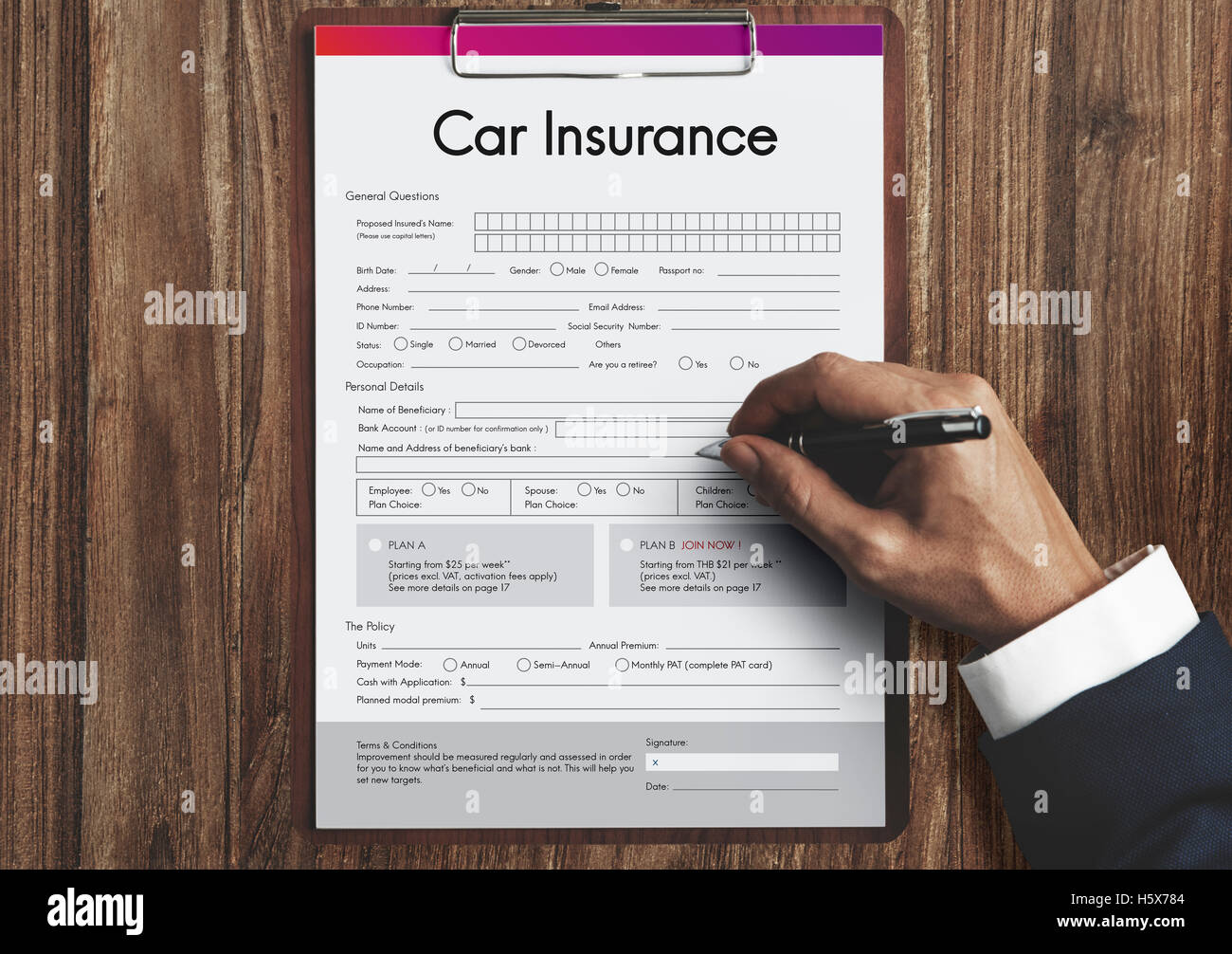 Car Insurance Claim Form Concept Stock Photo - Alamy