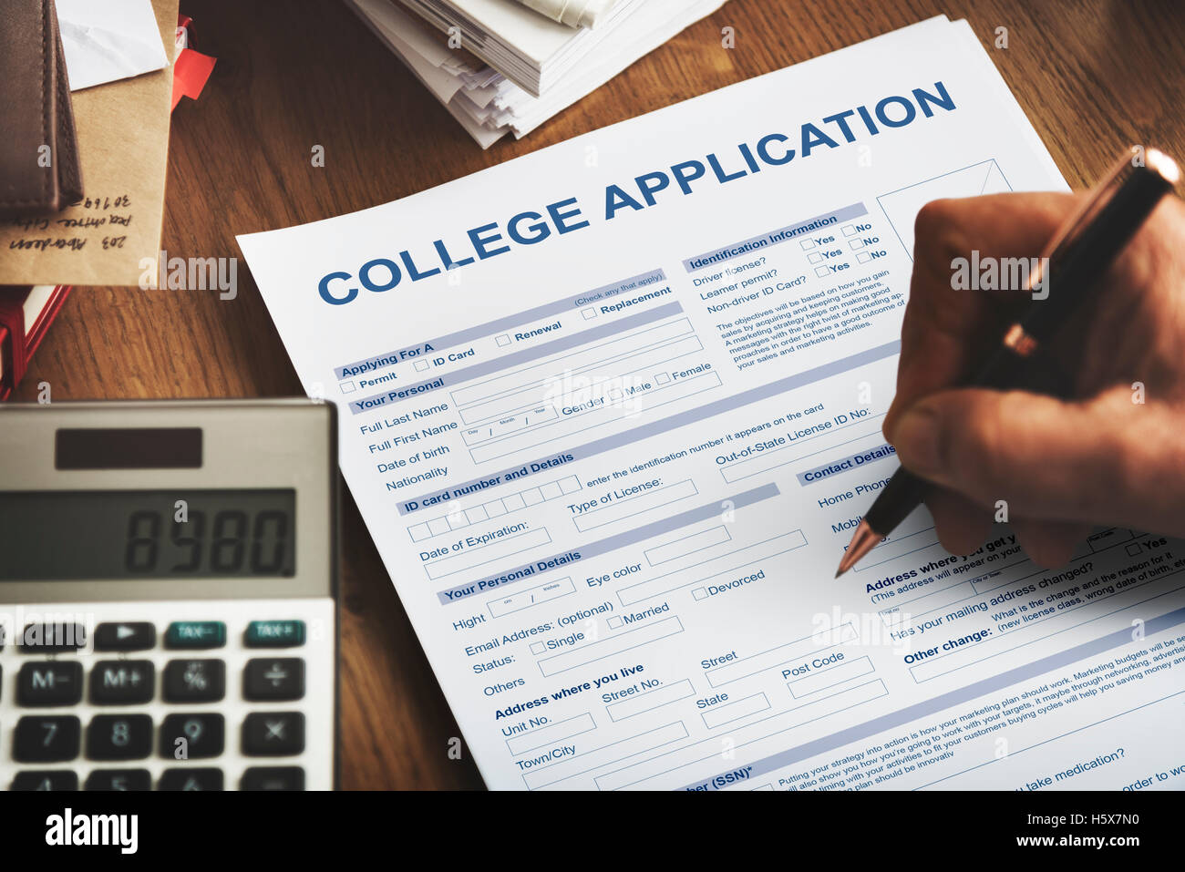 College Application Form Education Concept Stock Photo - Alamy