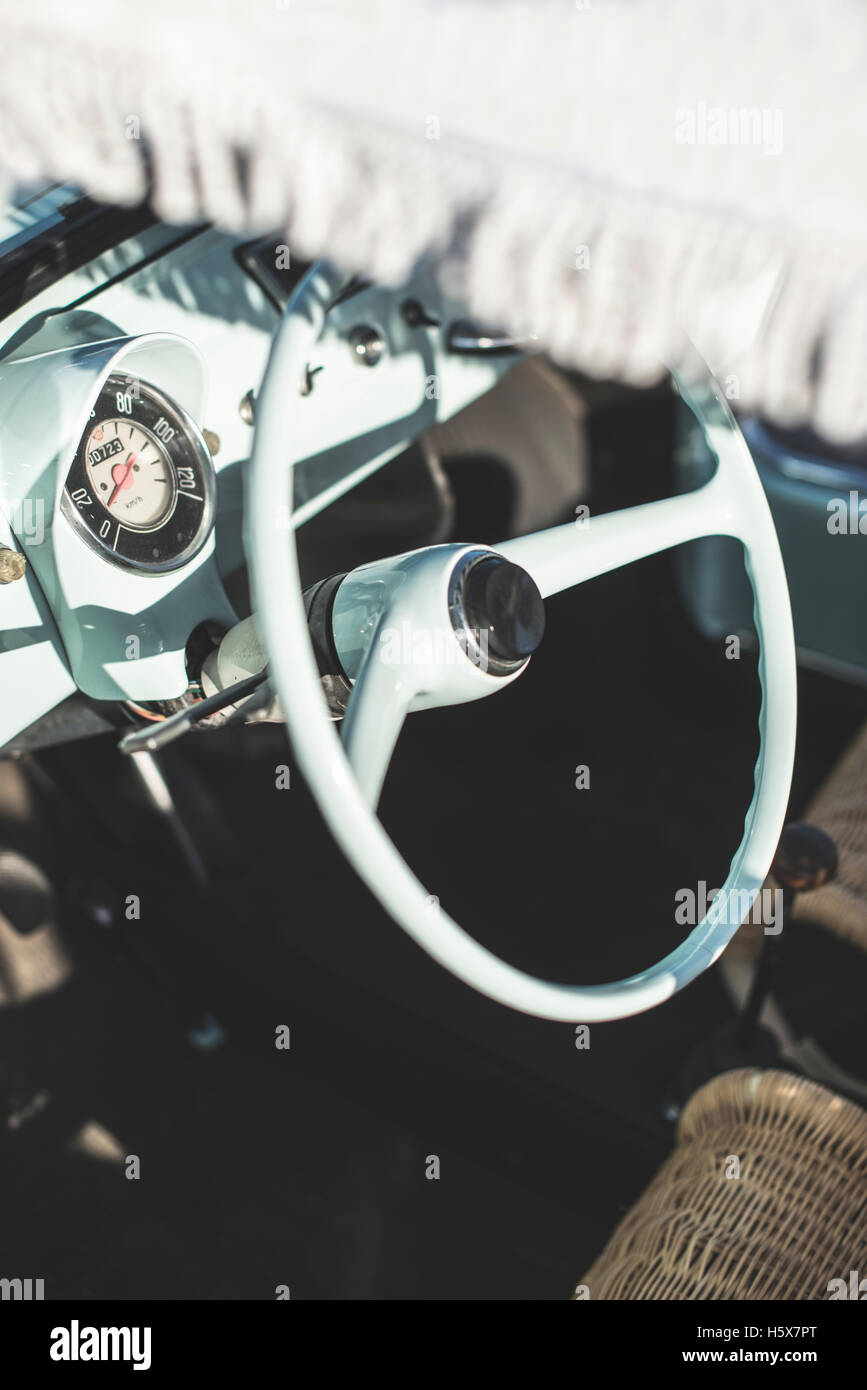 Vintage small blue car hi-res stock photography and images - Alamy