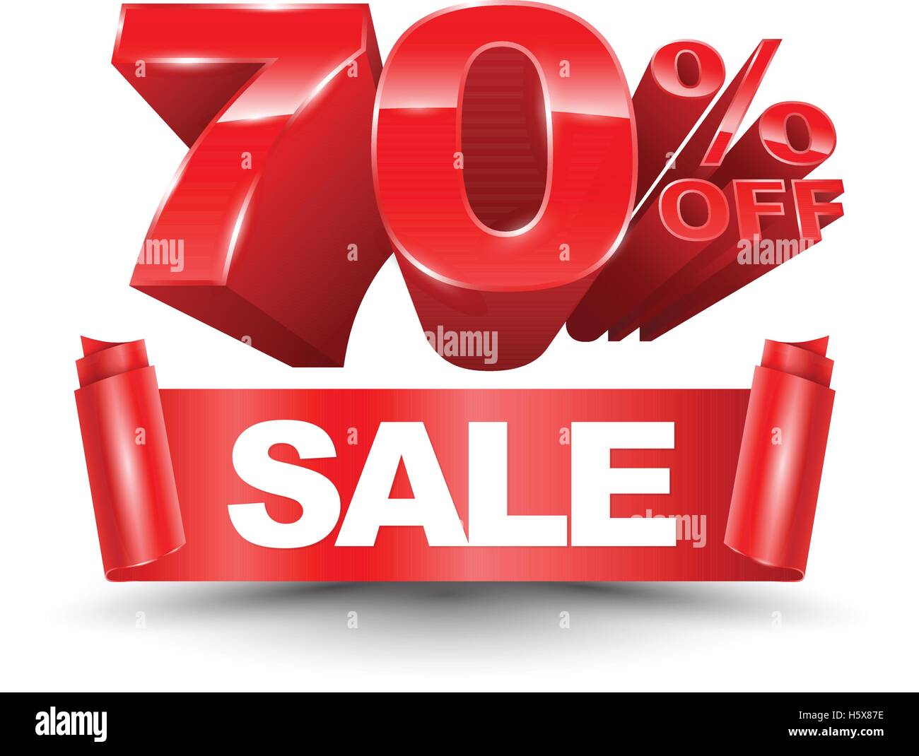 sale red ribbon banner roll 3D style. Vector illustration for promotion ...