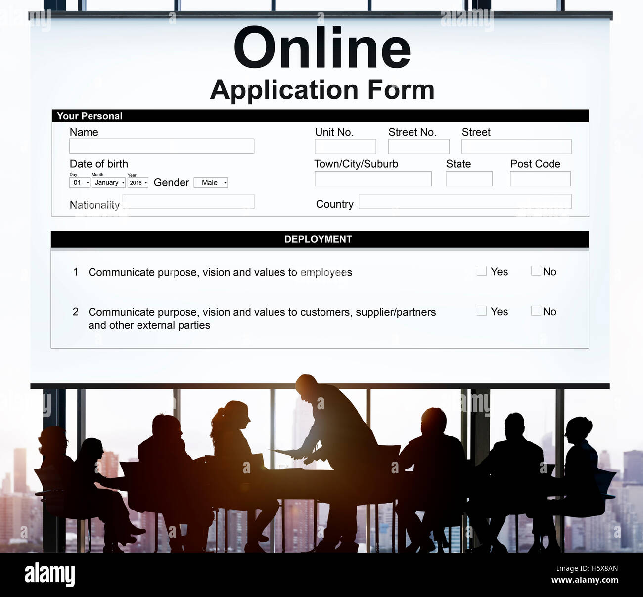 Online Application Form Info Detail Concept Stock Photo - Alamy