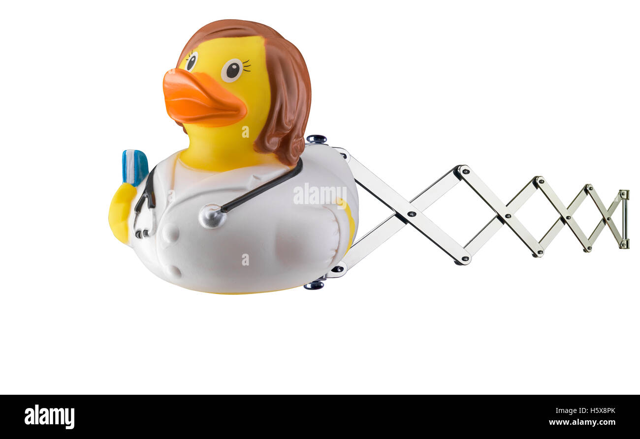 Doctor Female Rubber Duck on scissor spring Stock Photo - Alamy