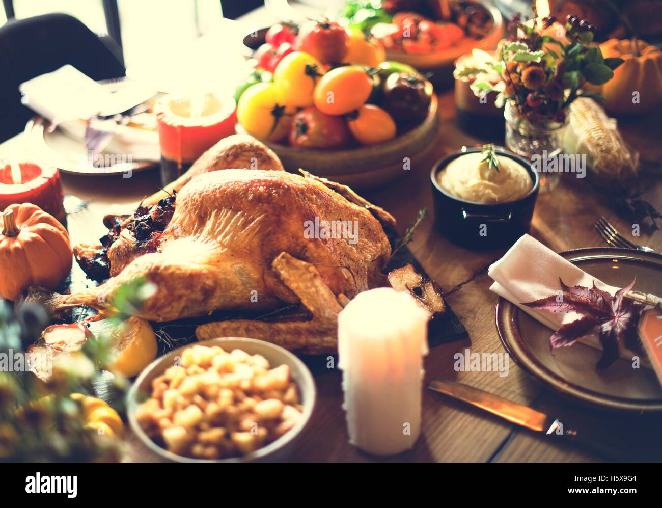Roasted Turkey Thanksgiving Tradition Celebration Concept Stock Photo ...