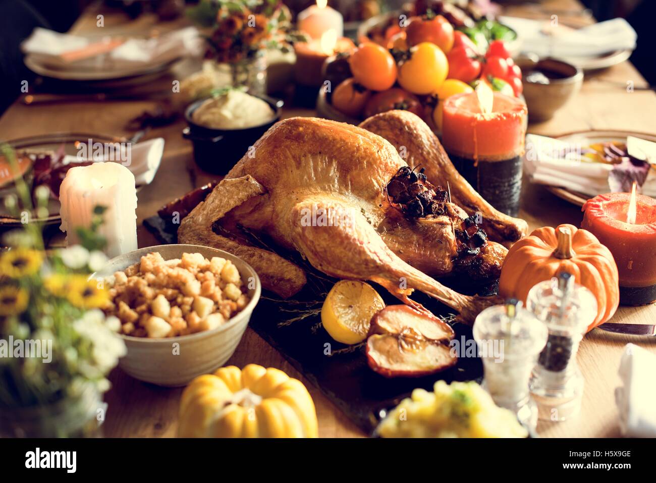 Roasted Turkey Thanksgiving Tradition Celebration Concept Stock Photo ...