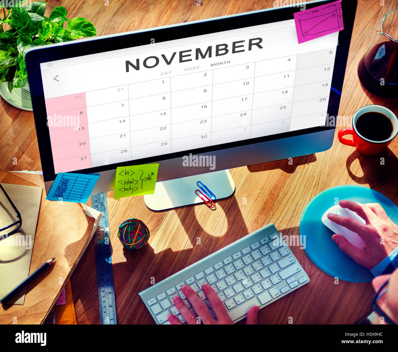November Monthly Calendar Weekly Date Concept Stock Photo - Alamy