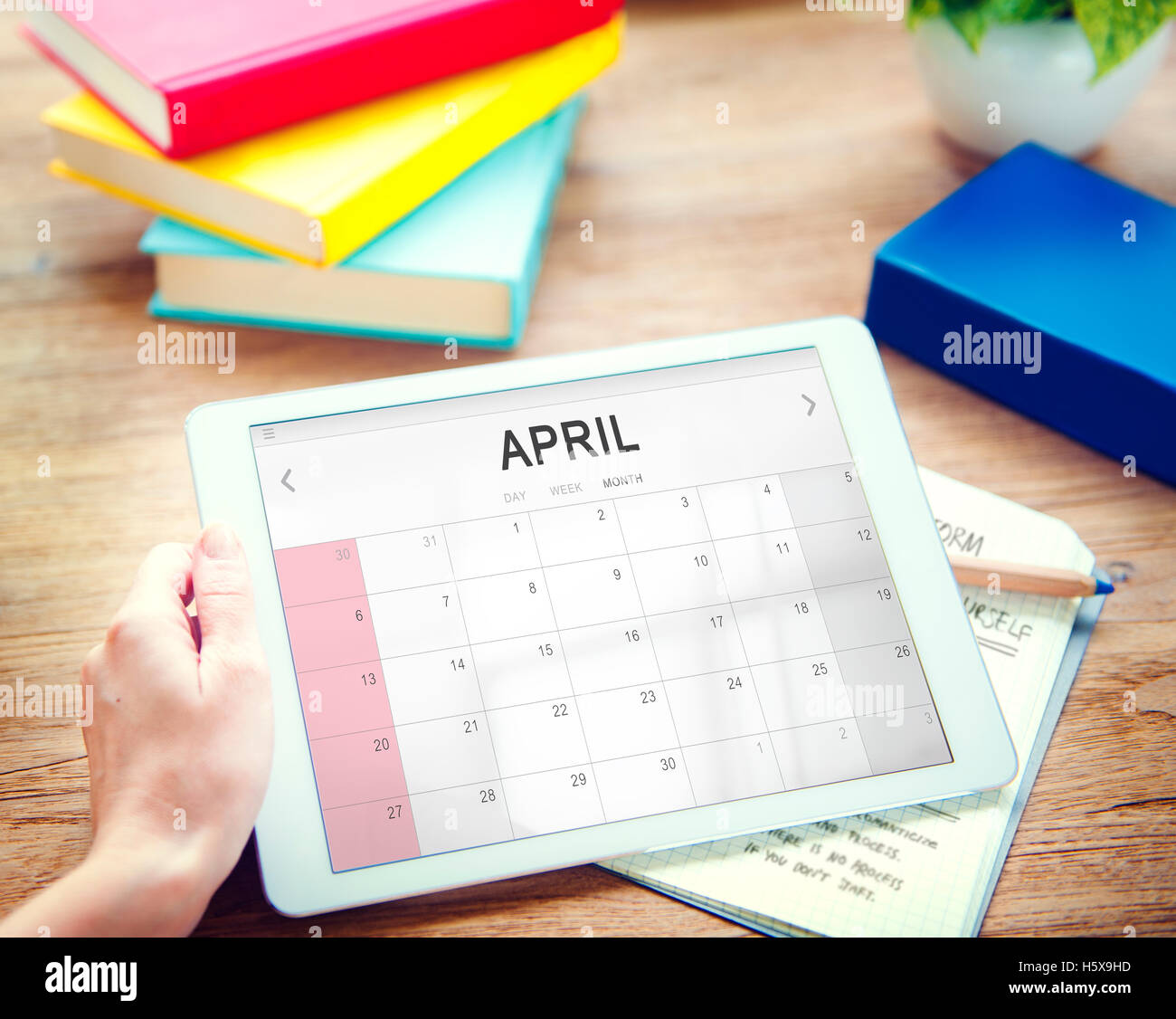 April Monthly Calendar Weekly Date Concept Stock Photo - Alamy