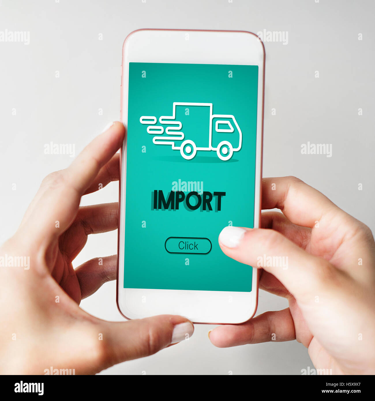 Import Export Shipment Truck Graphic Concept Stock Photo - Alamy