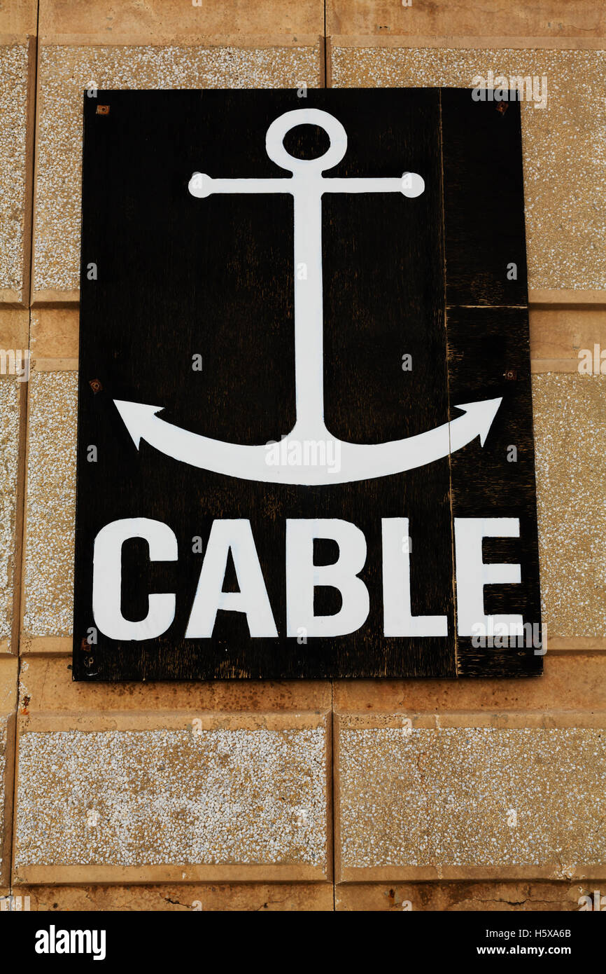 Underwater cable warning sign, Sliema, Valletta, Malta Stock Photo - Alamy