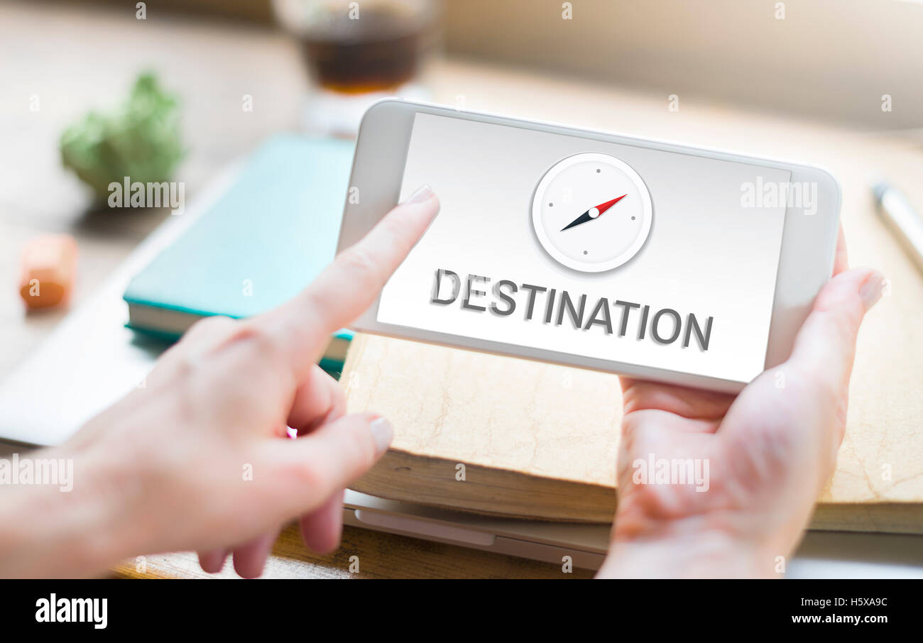 Destination Location GPS Map Concept Stock Photo - Alamy