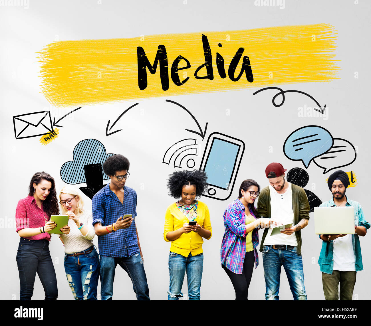 Social Media Connection Communication Friends Concept Stock Photo - Alamy