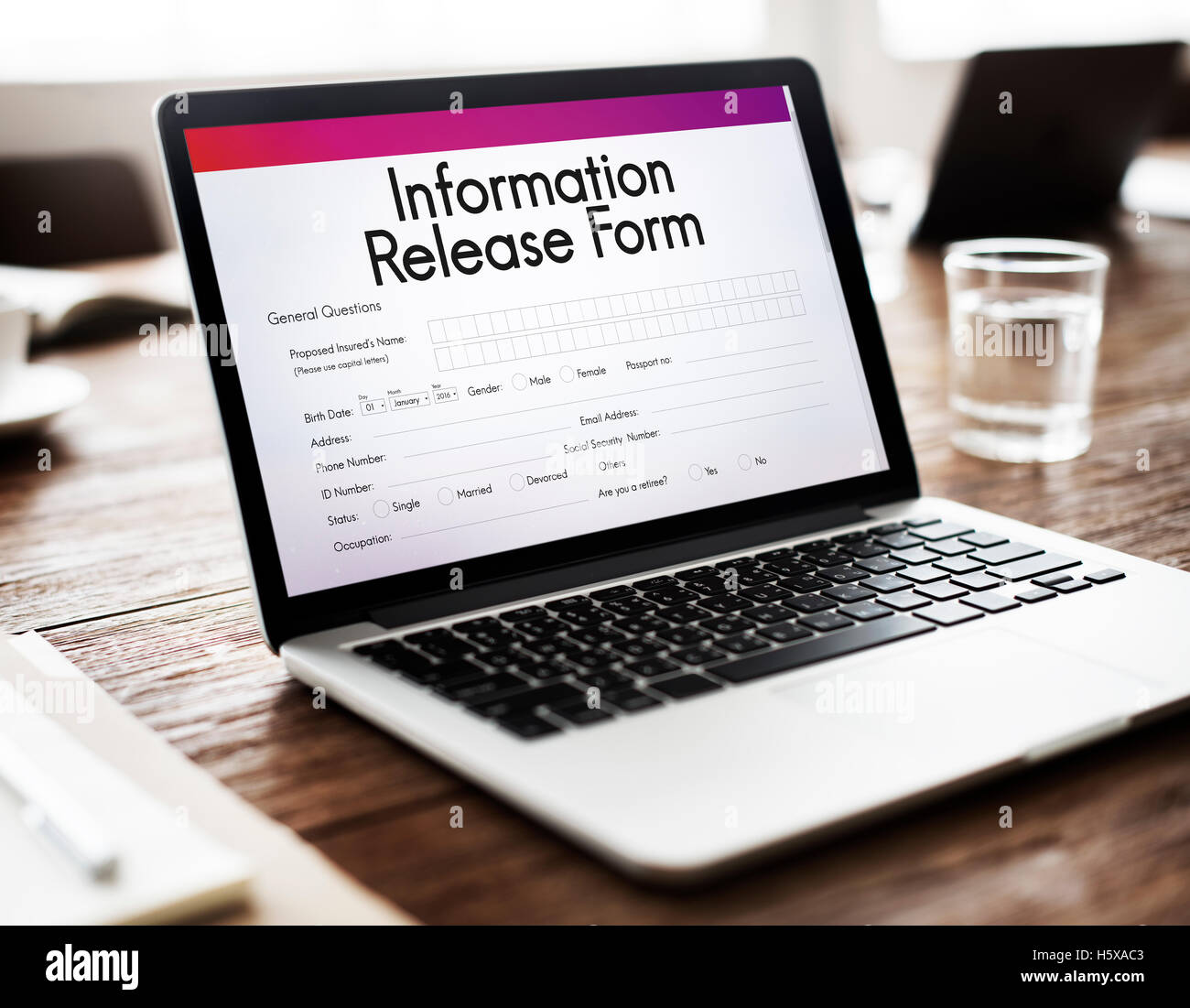 Information Release Form Document Concept Stock Photo - Alamy
